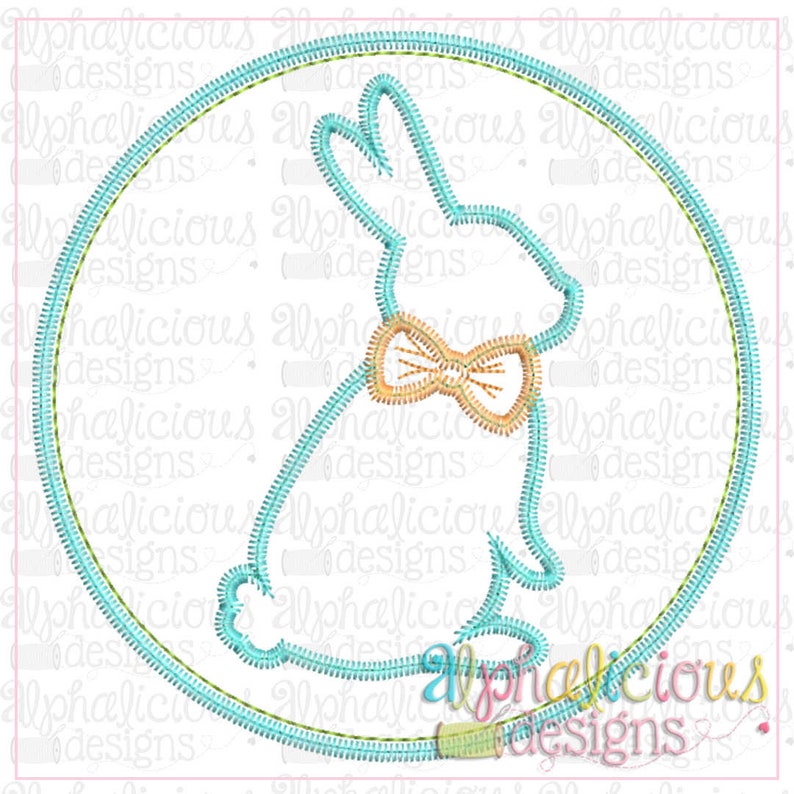 Bunny in Circle Frame-zigzag - Etsy