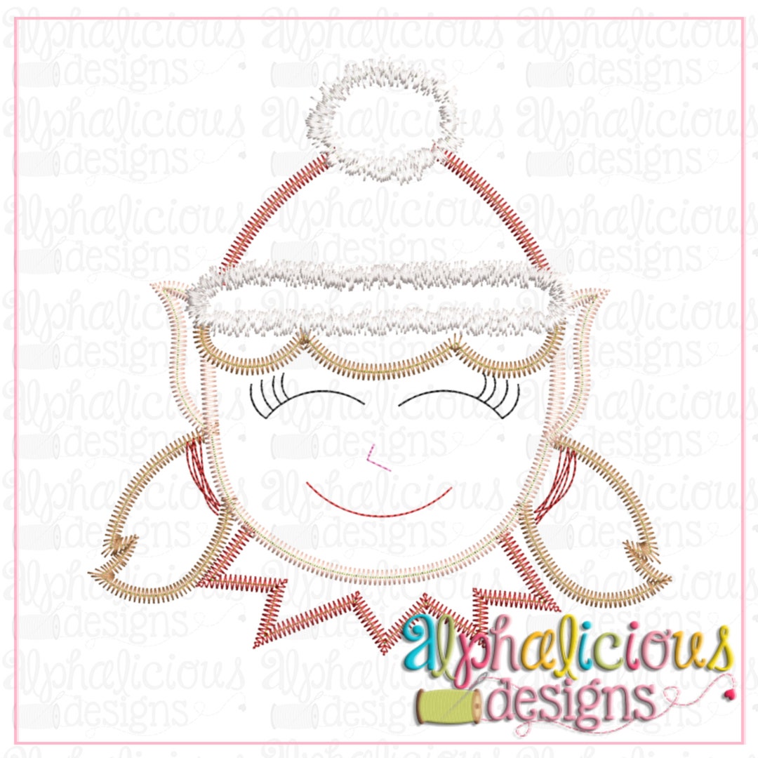 Elf Girl Applique Design: Christmas Zigzag Stitch (instant Download) - Etsy