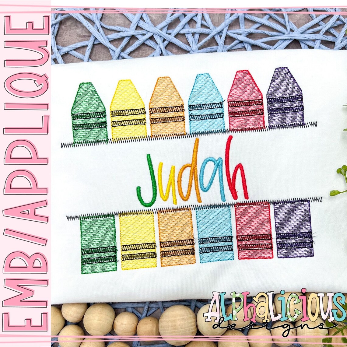 Split Crayons Sketch Embroidery Design Instant Download - Etsy