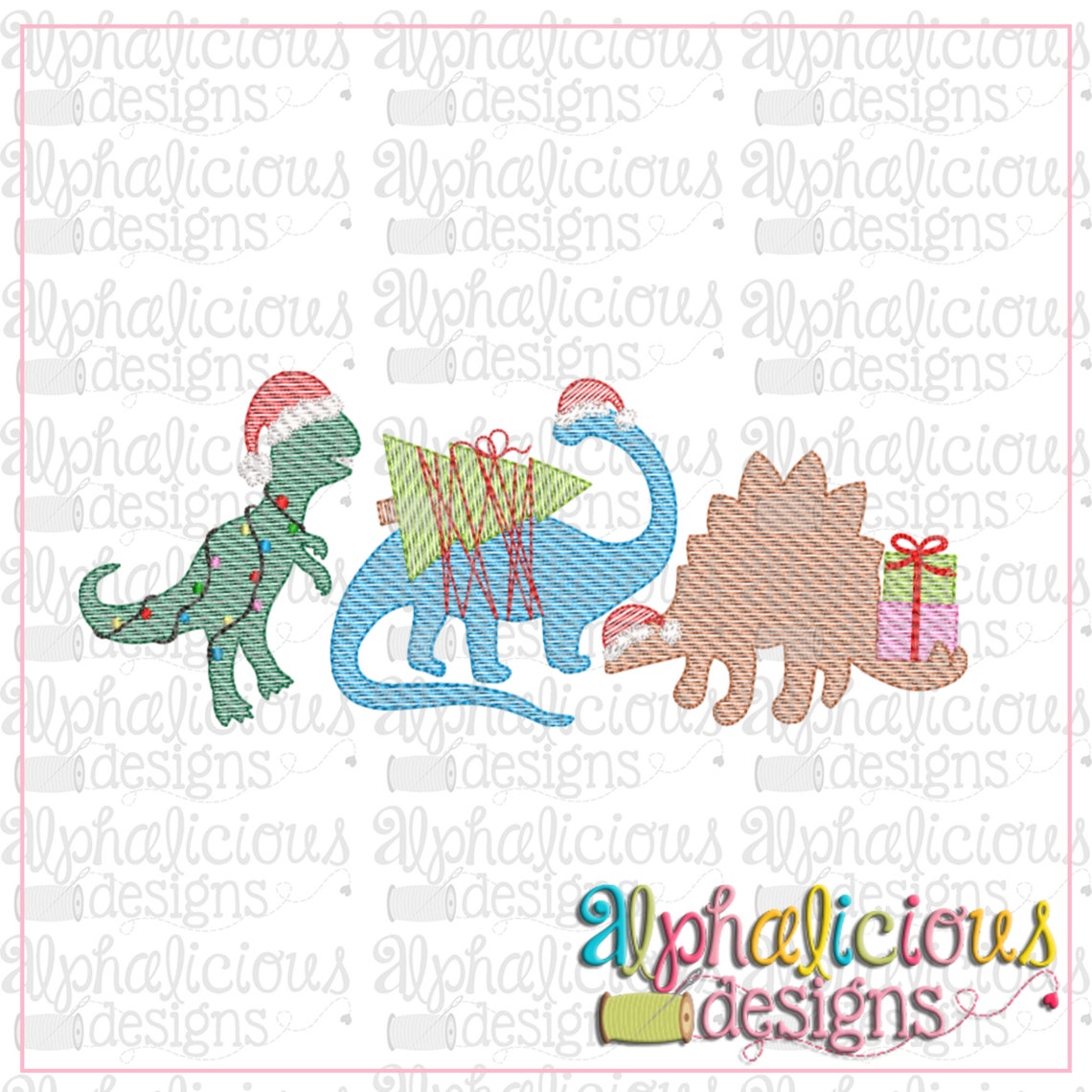Holly Jolly Dino Crew Sketch Embroidery Design (instant Download) - Etsy