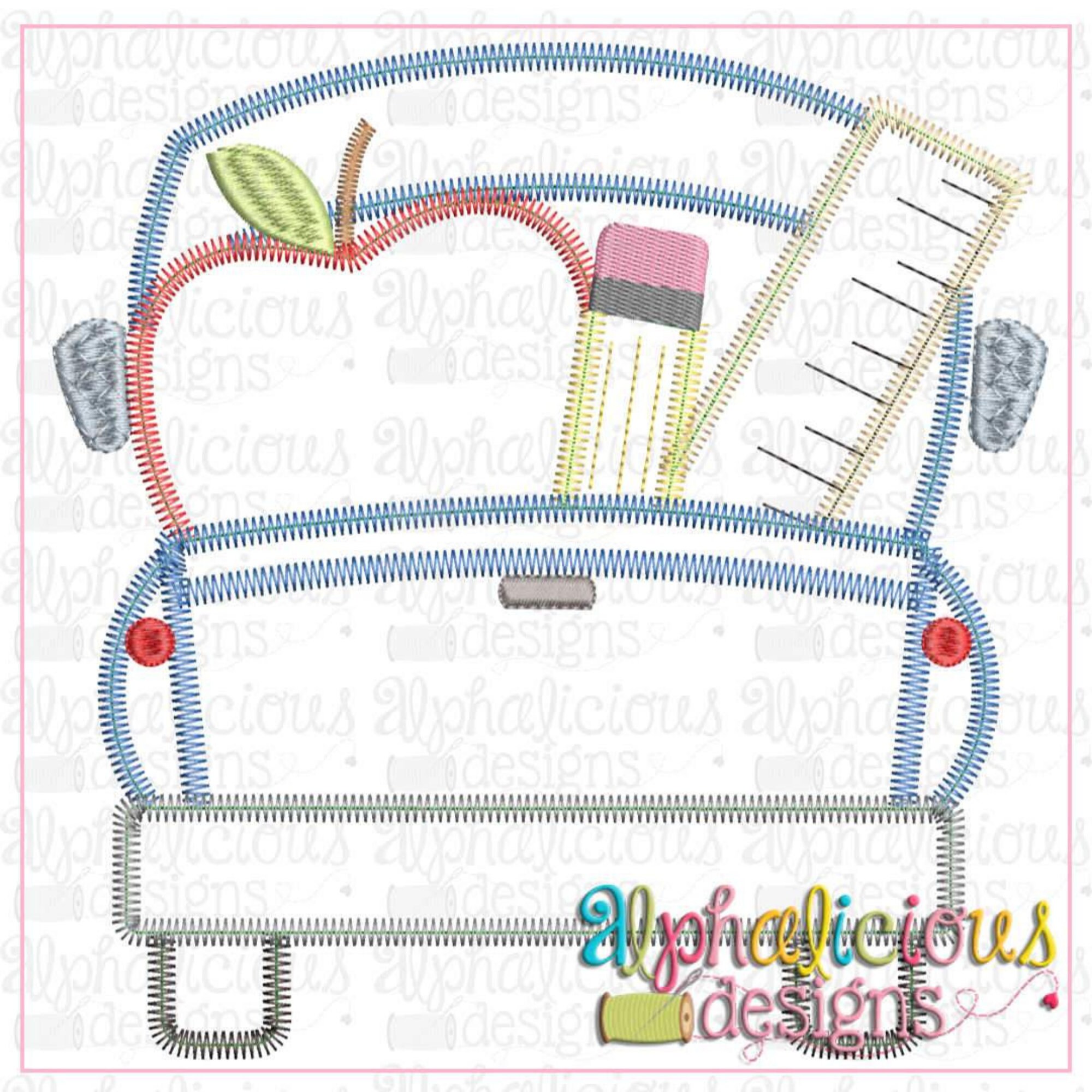 Back to School Farm Truck Zigzag Applique Design Quick | Etsy