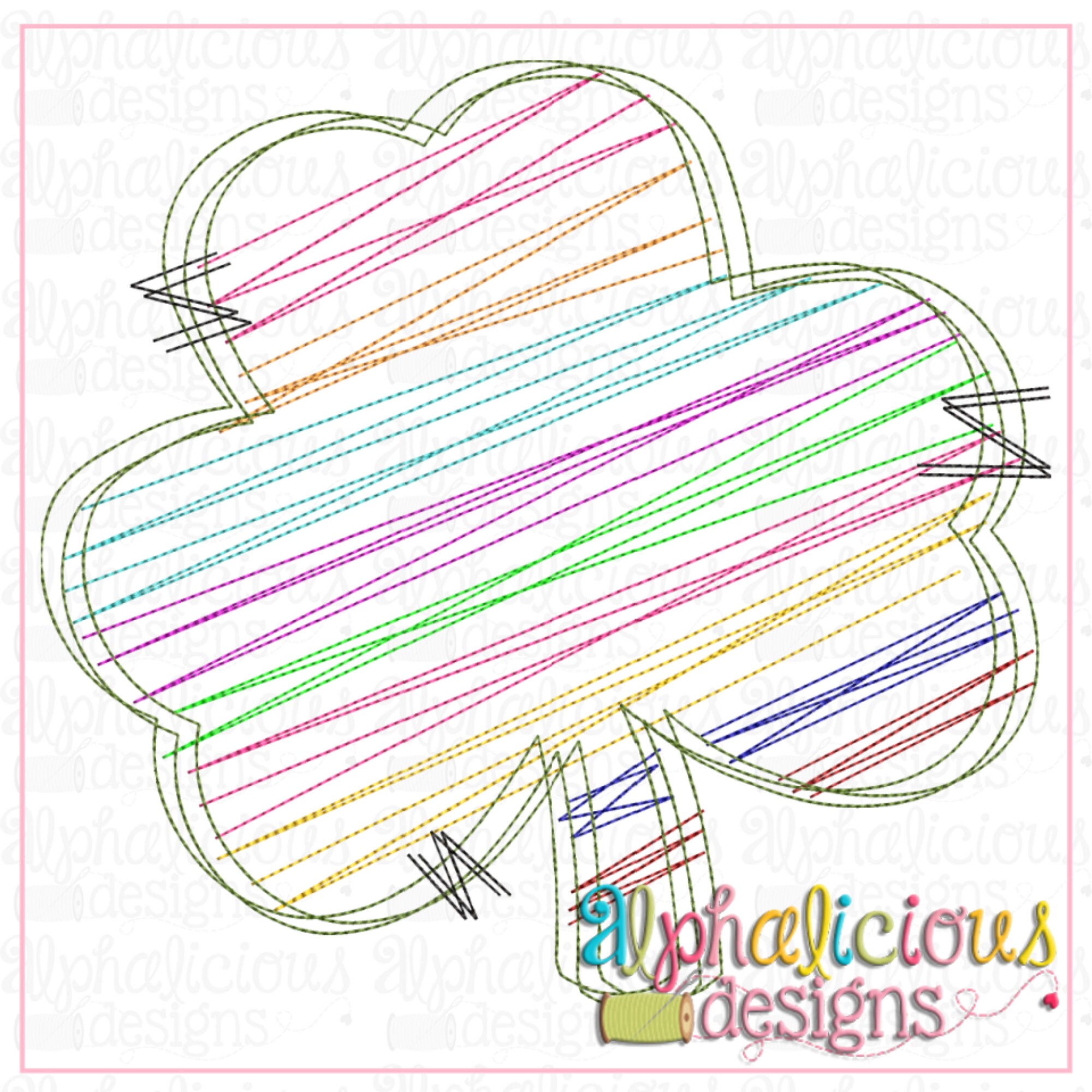 Rainbow Shamrock Scribble Embroidery Design Instant - Etsy