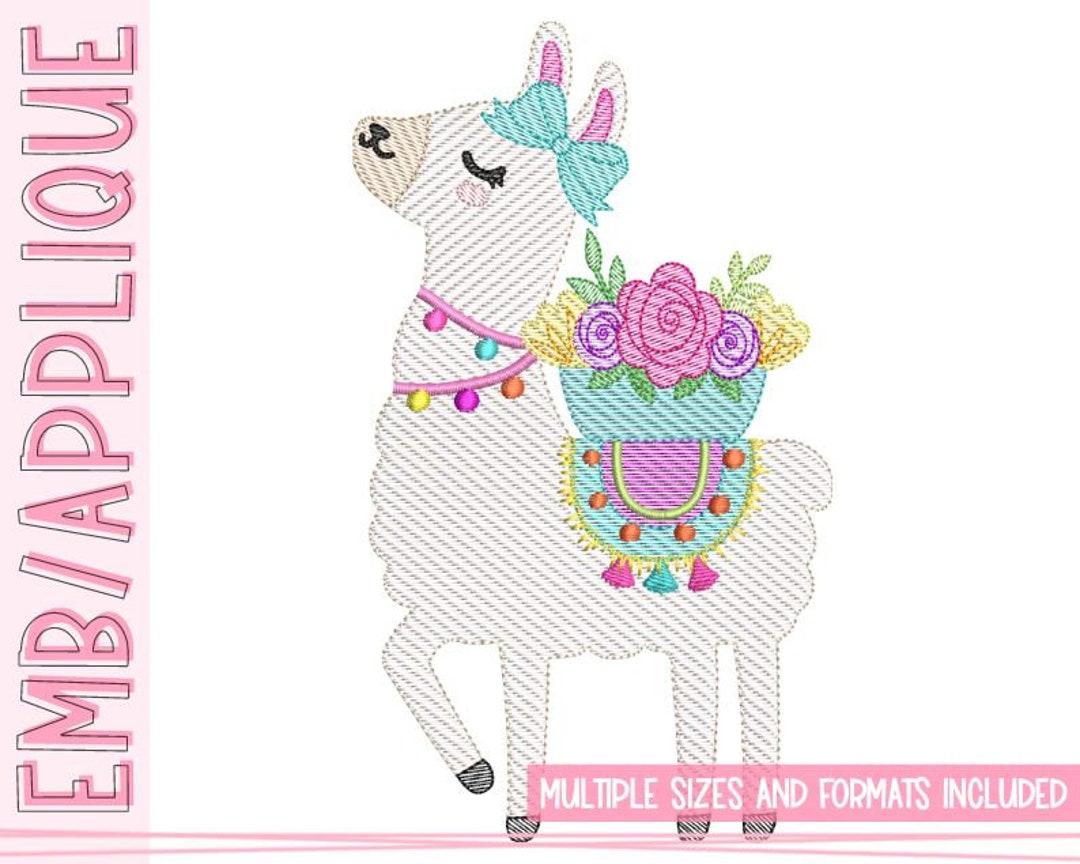 Spring Llama Sketch Embroidery Design (digital Download) - Etsy