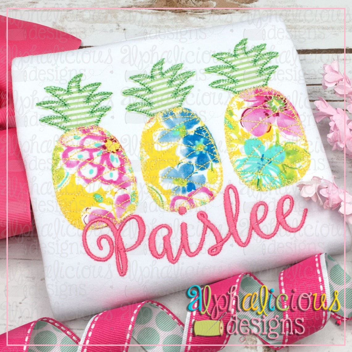 Pineapple Three in a Row - Blanket - Applique Design - Quick Stitch ...