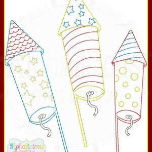 Vintage Rocket Fireworks Design- ALL SIZES- Triple Vintage-digitized ...