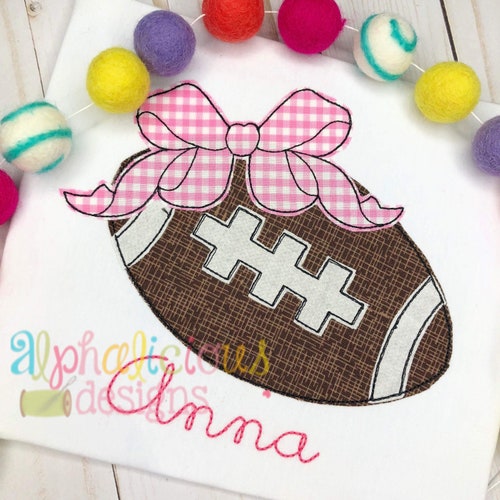 Digital Machine Embroidery Design Football With Bow Applique - Etsy