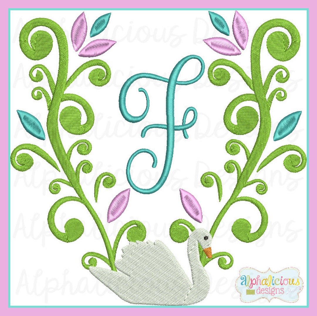 Swirly Swan Monogram MINI Frame- Laurel Wreath Frame- Monogram Frame ...