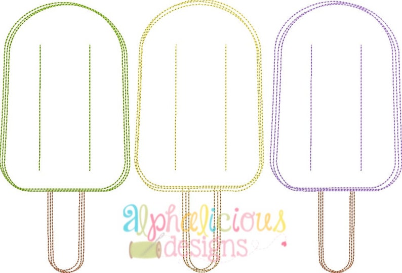 Popsicle Three in a Row Vintage Scribble - Etsy