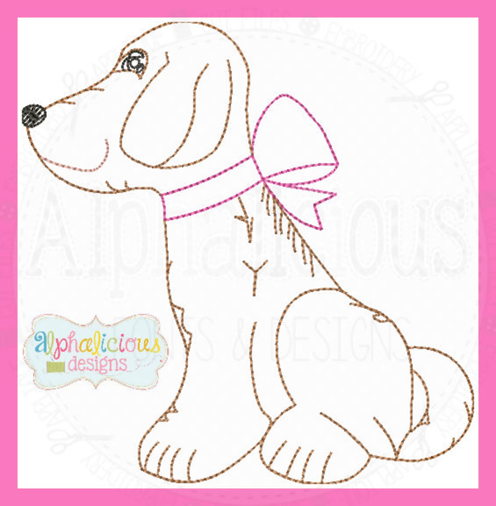 Vintage Pup With a Bow Design Triple Vintage-dog Digitized Embroidery ...