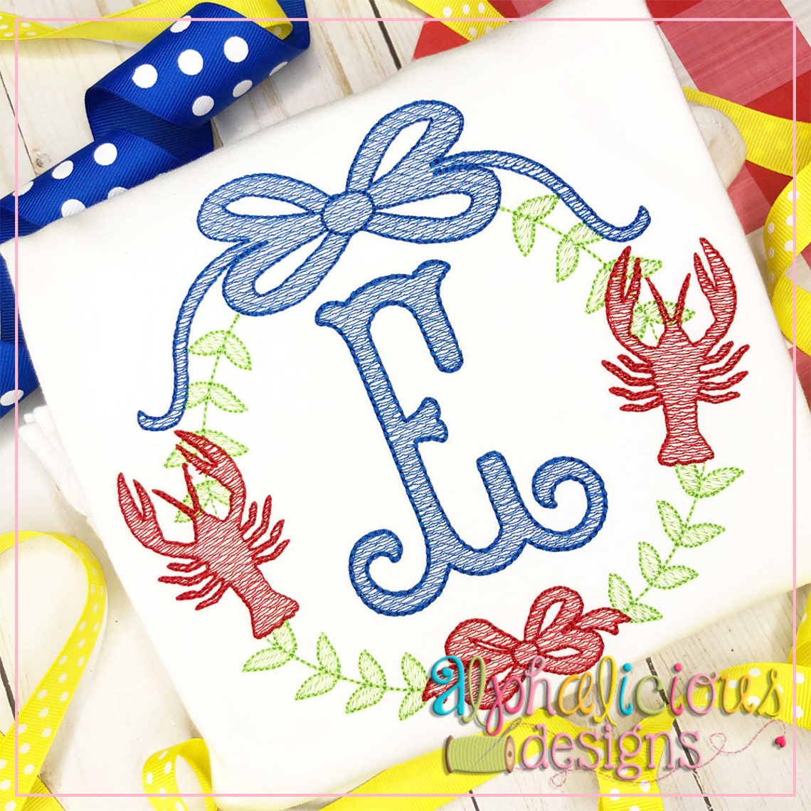 Preppy Girl With Crawfish-sketch Embroidery - Etsy