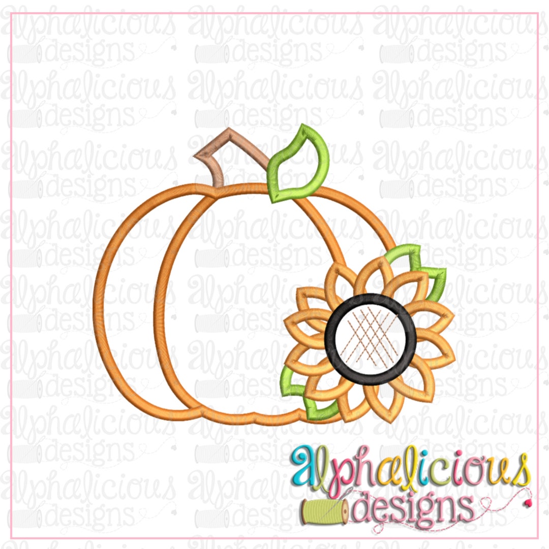 Sunflower Pumpkin - Satin - Applique Design - Quick Stitch - Instant ...