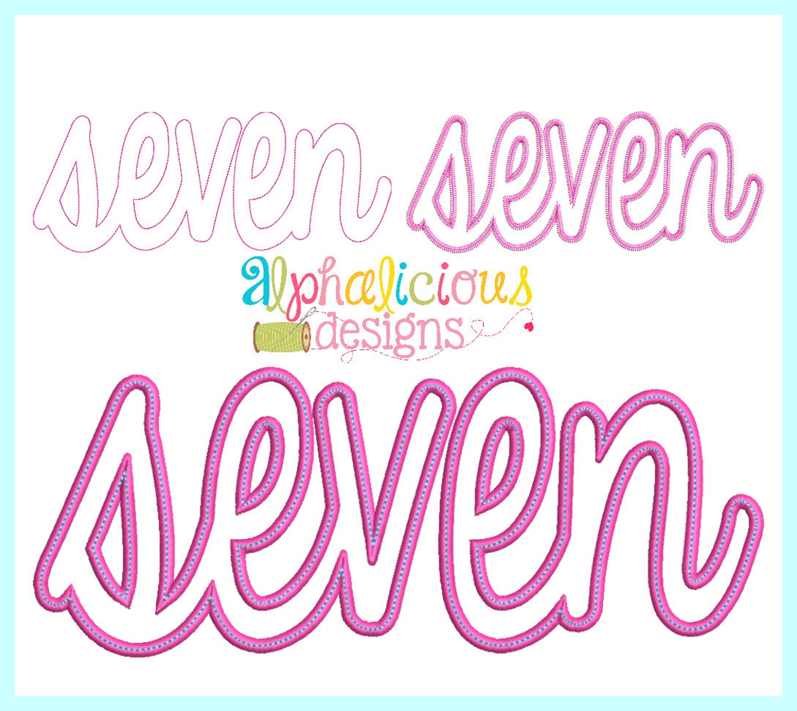 Seven Cursive Applique Font/design - Etsy