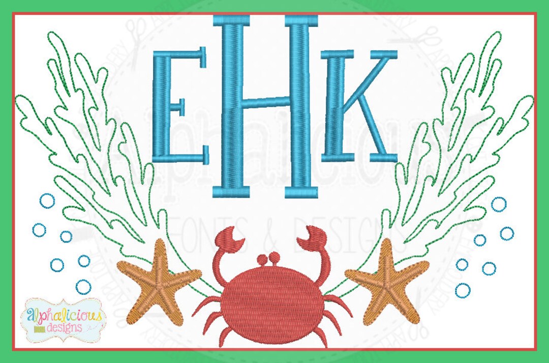 Under the Sea Monogram Frame Ocean-beach-sea Life Digitized Embroidery ...