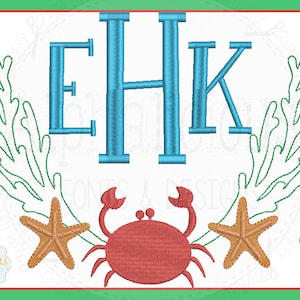 Under the Sea Monogram Frame- Ocean-beach-sea Life- Digitized ...