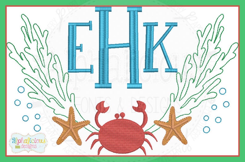 Under the Sea Monogram Frame Ocean-beach-sea Life Digitized - Etsy