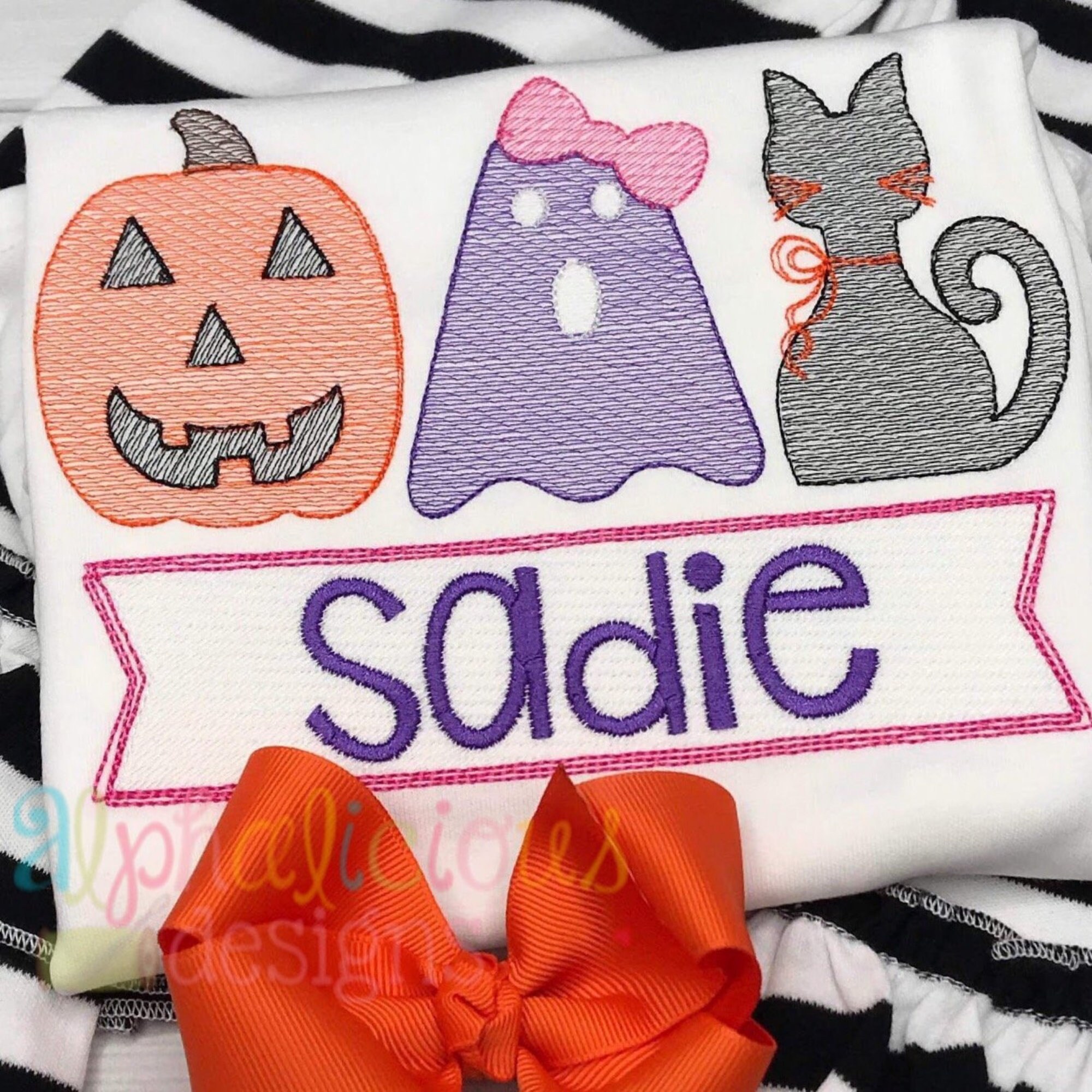 Cute and Spooky Sketch Embroidery Design Quick Stitch | Etsy