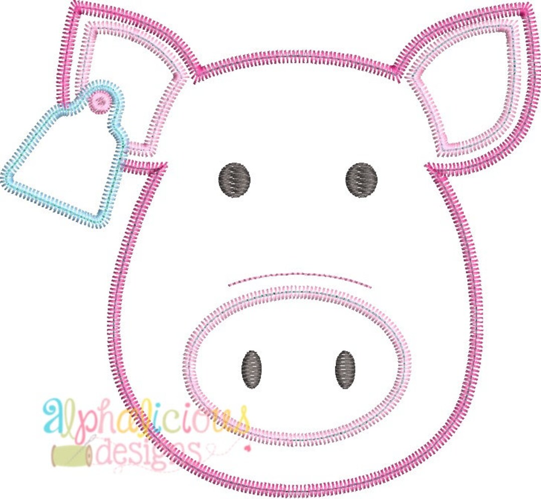 Farm Pig Applique Design Zig Zag - Etsy