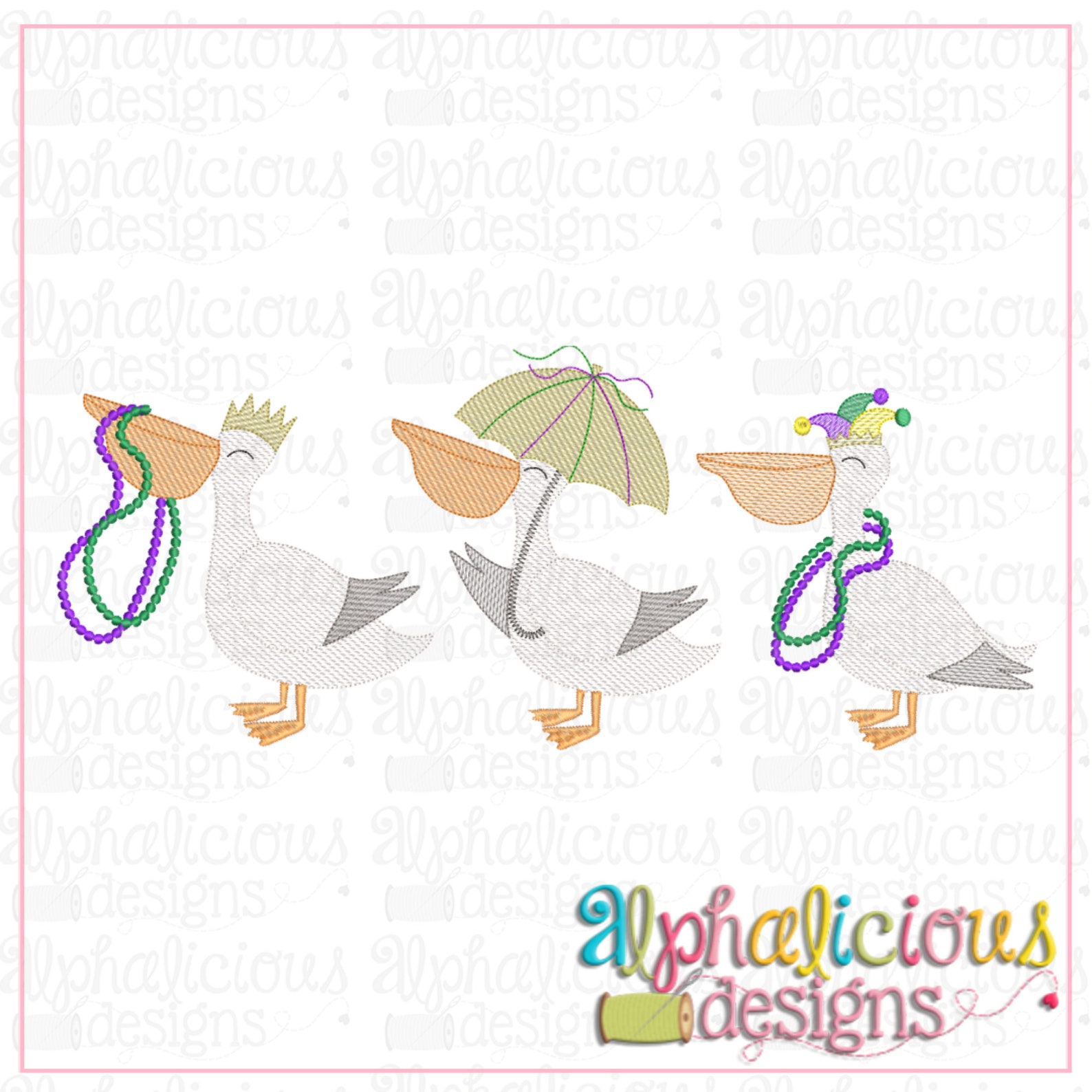 Pelican Parade Sketch Embroidery Design Instant Download | Etsy