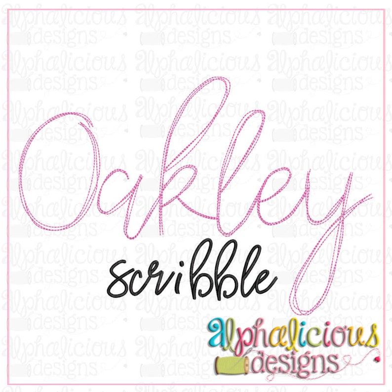 Oakley Scribble Embroidery Font: Vintage Design (digital Files) - Etsy