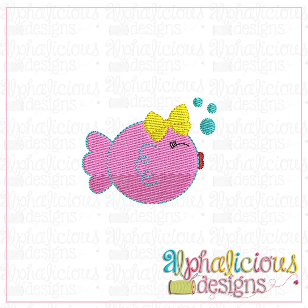 Little Fish With Bow - MINI - Fill - Embroidery Design - Instant ...