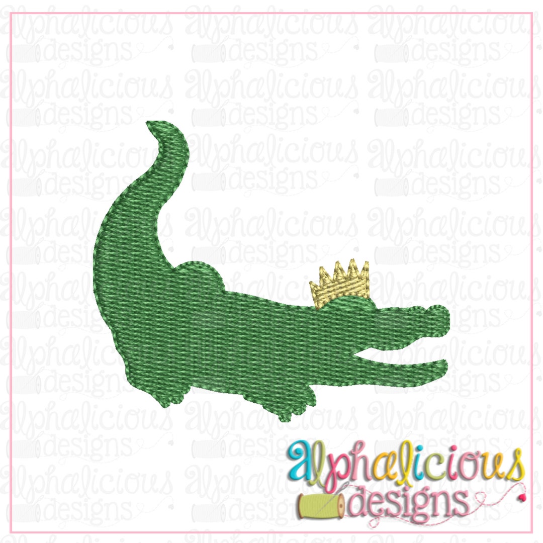 Gator With Crown - MINI - Fill - Embroidery Design - Mardi Gras ...