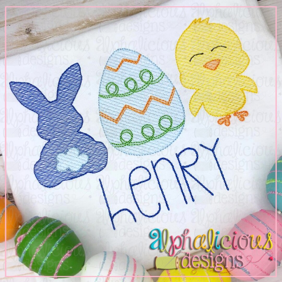 Bunny Egg Chick - Sketch - Easter Embroidery Design - Digitized ...