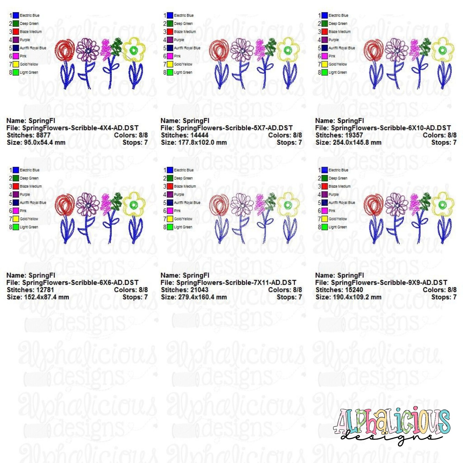 Spring Flowers Scribble Embroidery Design (instant Download) - Etsy