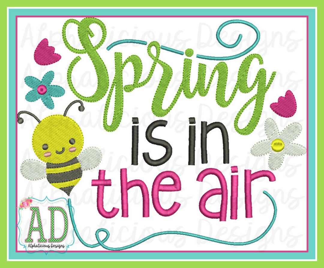 Spring is in the Air- Digitized Spring Word Art- Spring Embroidery ...