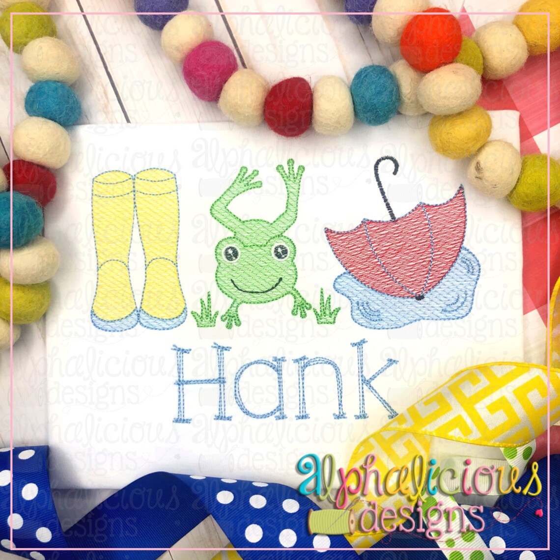 Boots Frog Umbrella Sketch Spring Embroidery Design - Etsy