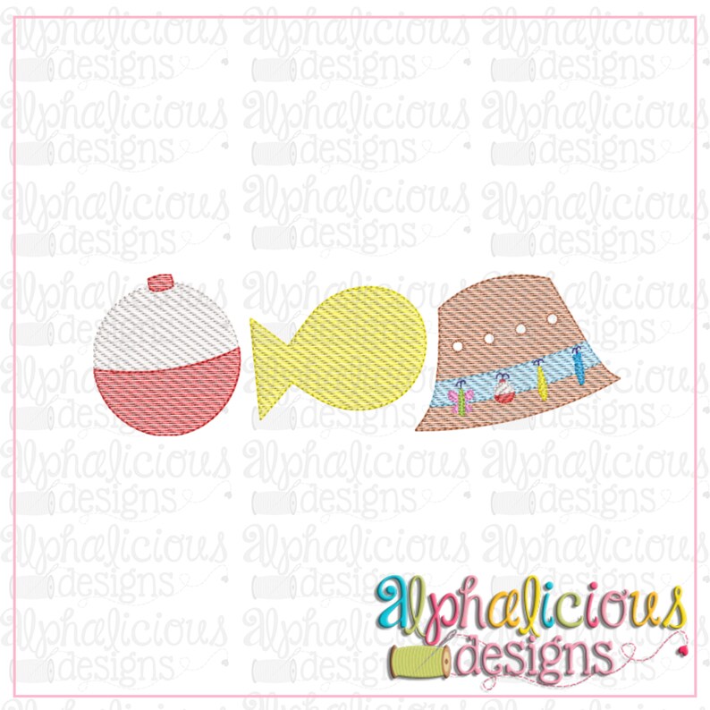 Fishing Trio Sketch Embroidery Design Instant Download - Etsy