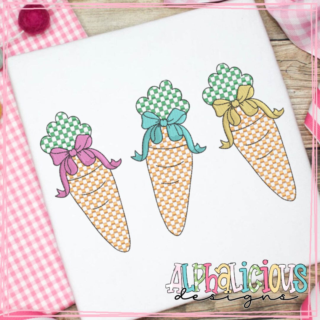 Carrots With Bows Embroidery Design: Motif Quick Stitch (instant ...