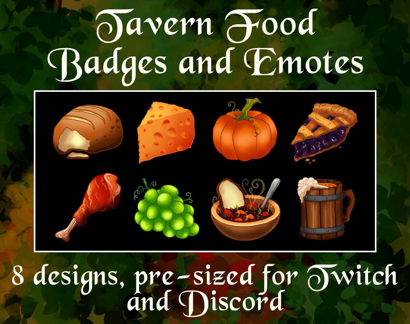 Tavern Food Twitch Sub Badges and Emotes | Discord Emojis | Medieval ...