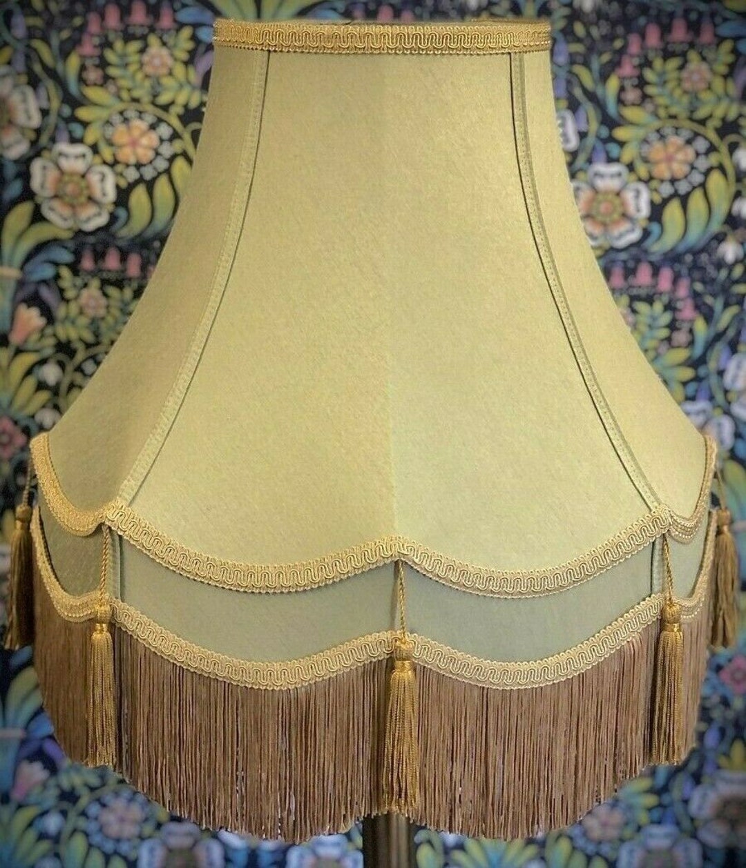 Sage Green and Gold Gallery Fabric Lampshade for Bedside Table Floor ...