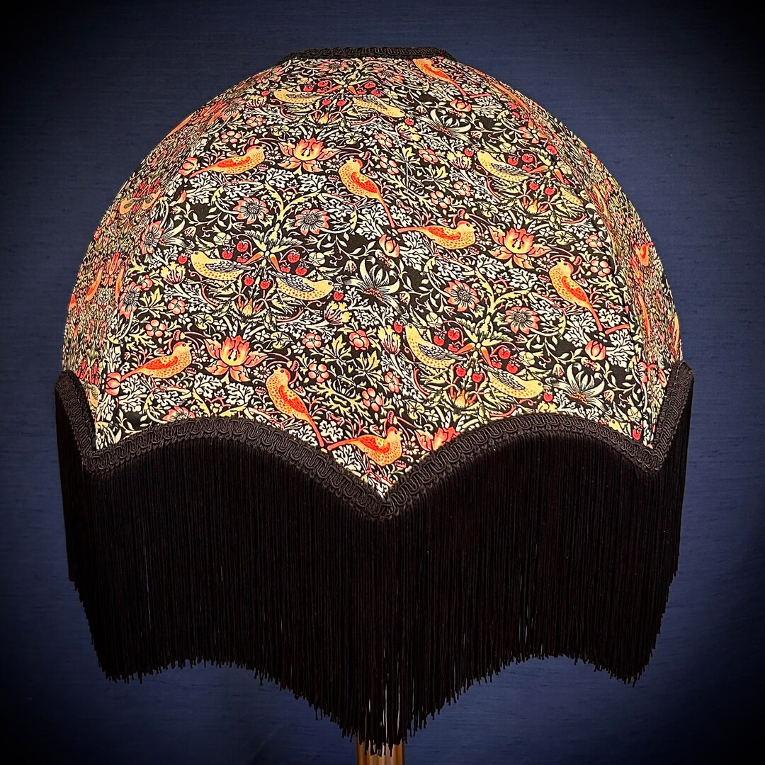 William Morris Strawberry Thief Ebony Black Parachute Dome Fabric ...