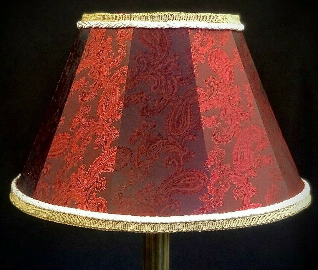 Paisley Ruby Red Gold and Cream Contemporary Fabric Lampshade for ...