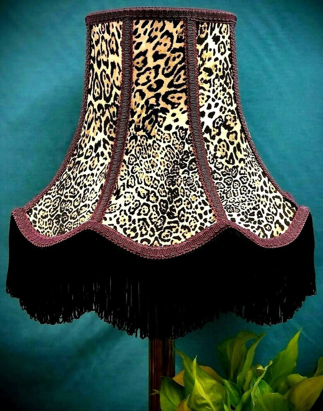 Lynx Animal Print Purple and Black Fabric Lampshade for Bedside Table ...