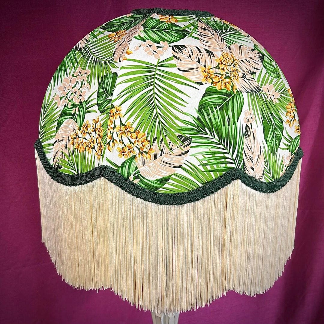 Green Tropical Palm Leaf Dome Lampshades: Handmade for Ceiling Light ...
