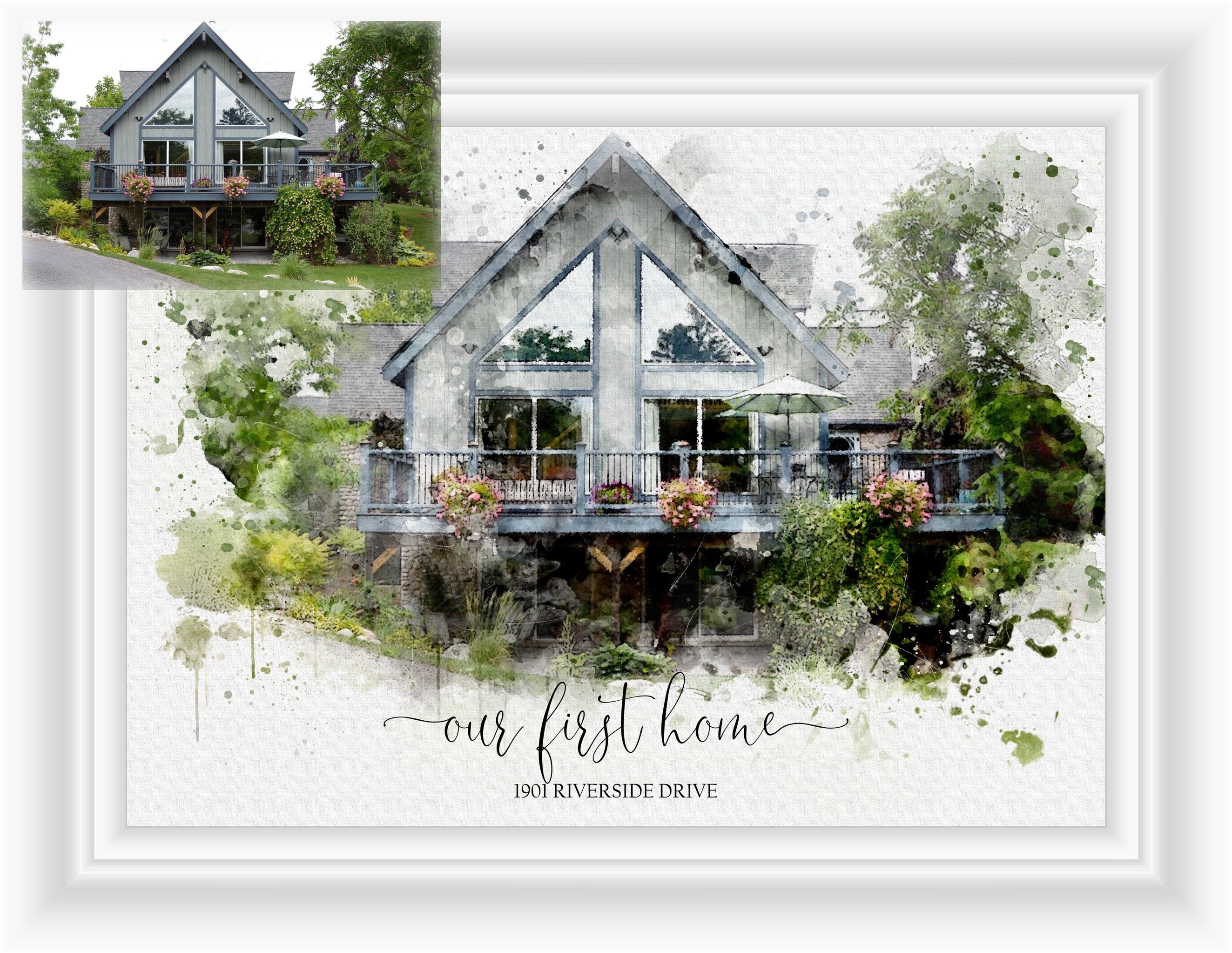 Custom Home Portrait - Custom First Home Gift - Home Art - House ...