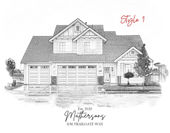 Personalized Pencil Sketch of Home Custom Digital House | Etsy