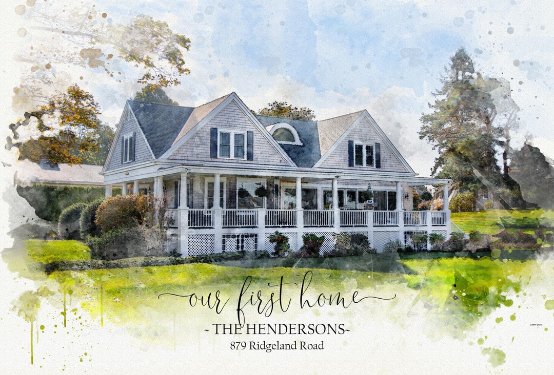 Custom Home Portrait - Custom First Home Gift - Home Art - House ...