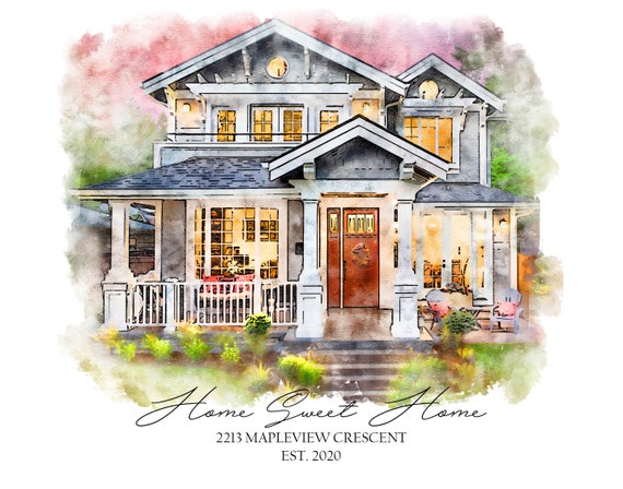 Custom Pen Sketch Illustration of Home Custom Digital House - Etsy