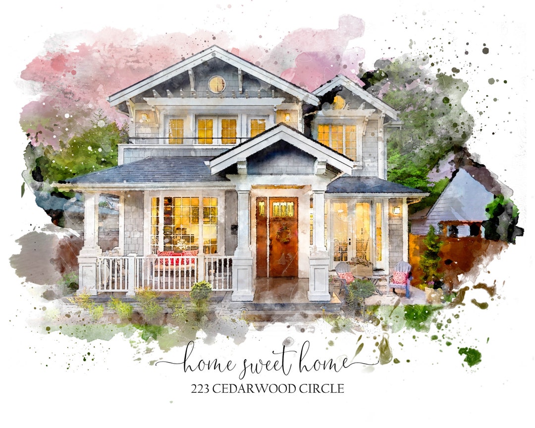 Custom Home Portrait From Photo - Custom Wall Art - Home Art - House ...