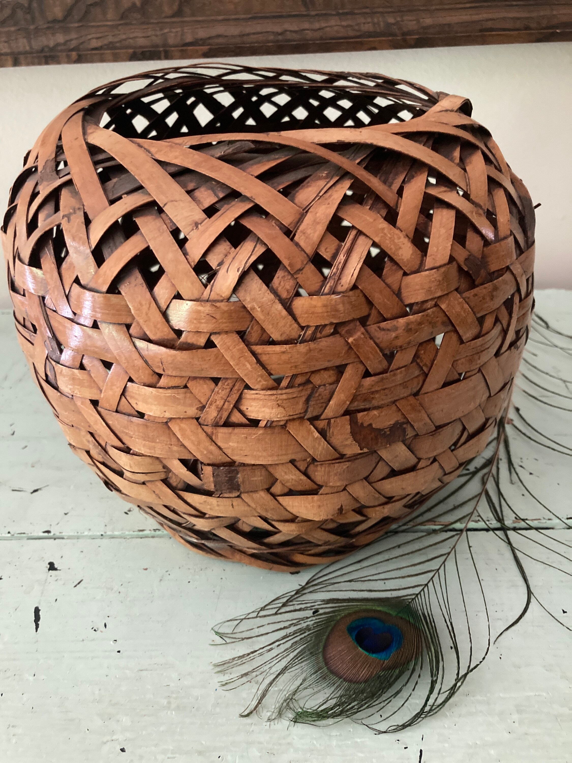 Vintage Rattan Ginger Jar Basket. - Etsy