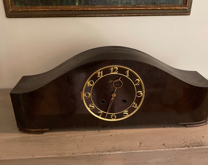JUBA SCHATZ Mantel Tabletop Clock Vintage High Gloss Wood! 4 Bar Chime ...