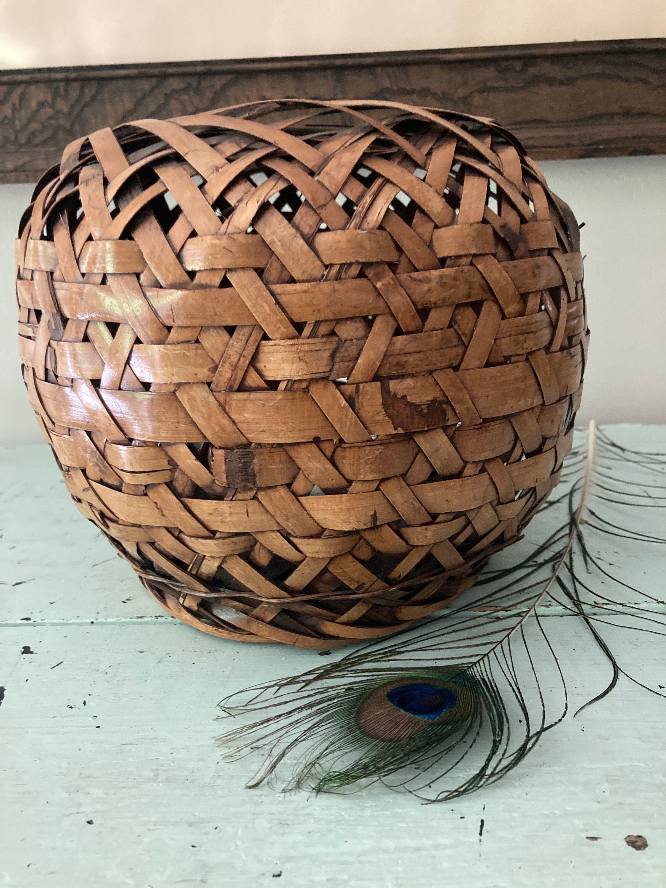 Vintage Rattan Ginger Jar Basket. - Etsy