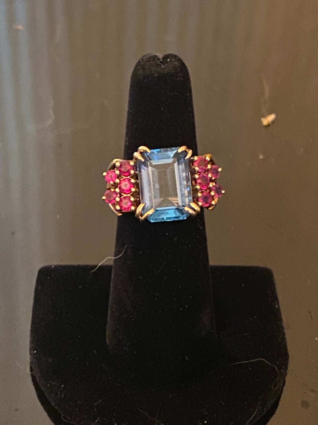 London Blue Topaz and Ruby 14k Yellow Gold Ring - Etsy