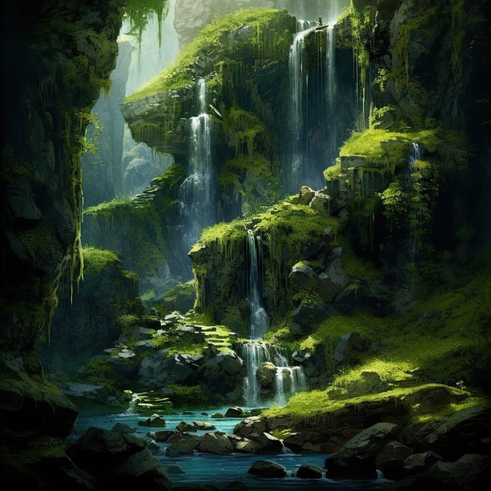 Zen Waterfall High-resolution Beautiful Digital Creation Ready to Print ...