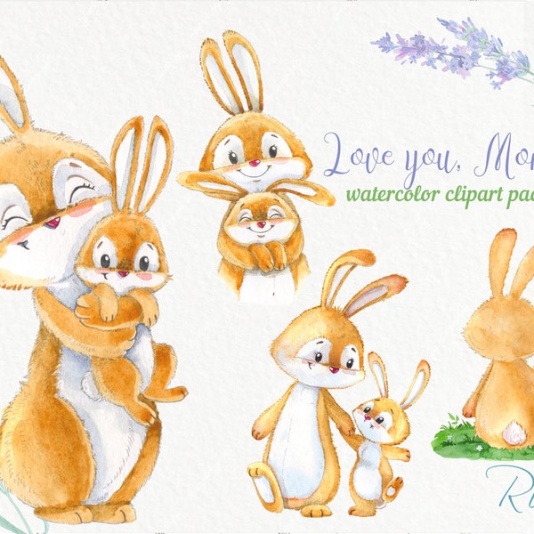 Bunny Lavender Clipart - Etsy