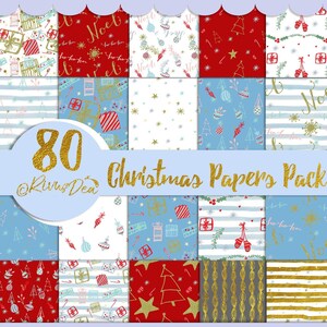 80 Christmas Digital Paper Bundle Digital Download, Seamless Patterns ...