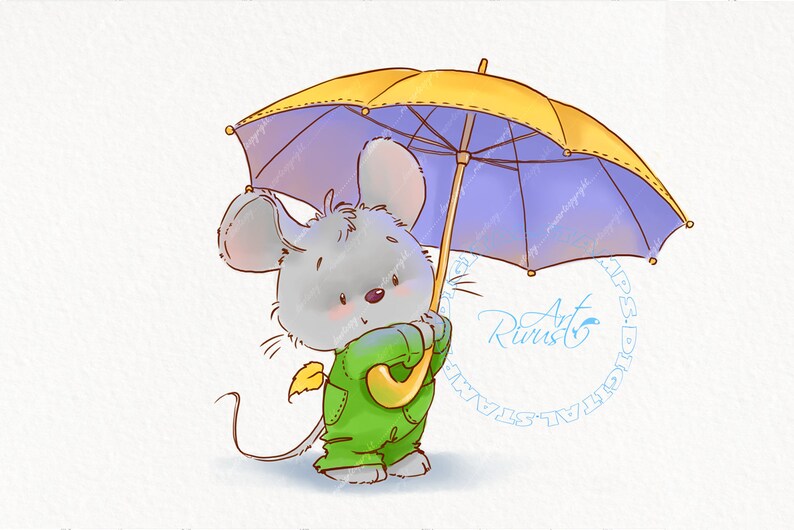 Cute Digital Stamp Download Fall Mouse Coloring Page. | Etsy